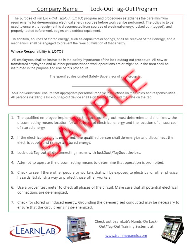 Sample Lock-Out / Tag-Out Policy – Free Safety & Training Poster Downloads